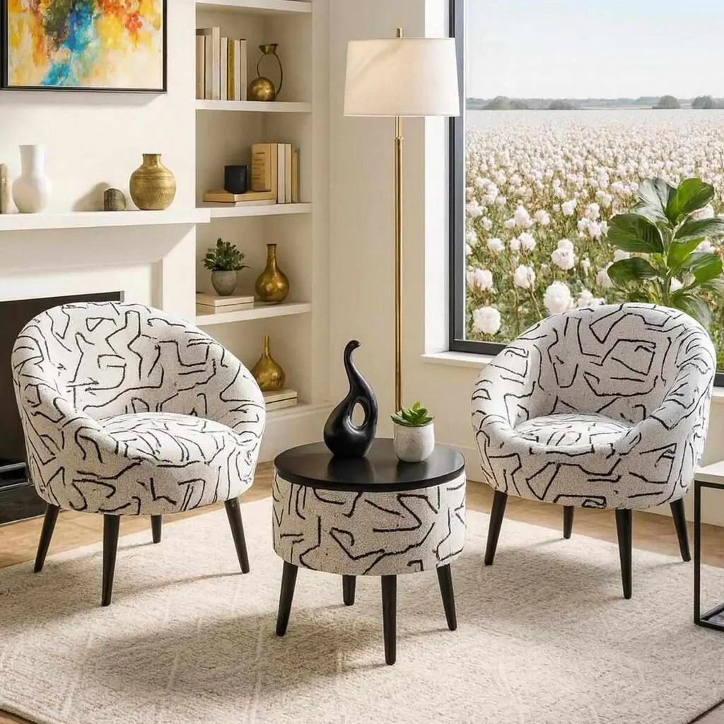 Atelier del Sofa Set stolica i stočića, 3 komada, Beli