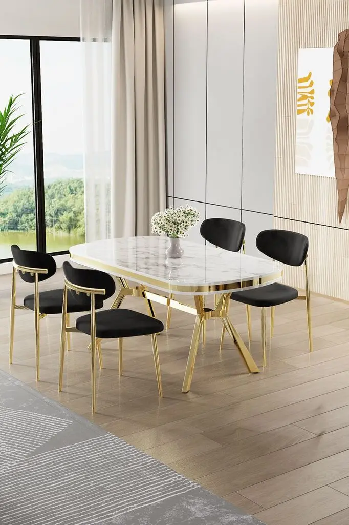 Hanah Home Trpezarijski set, 5 komada, Crni