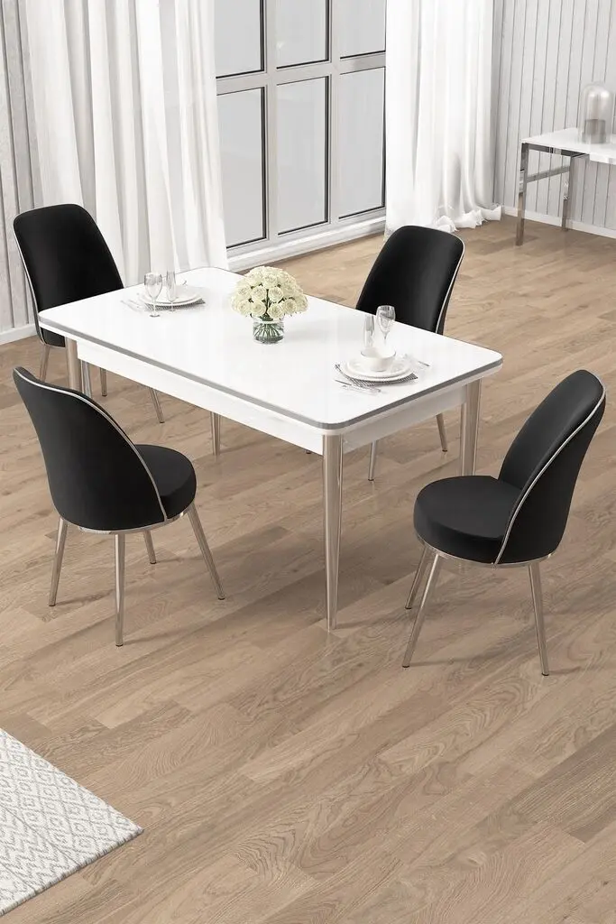 Hanah Home Trpezarijski set, 5 komada, Crni