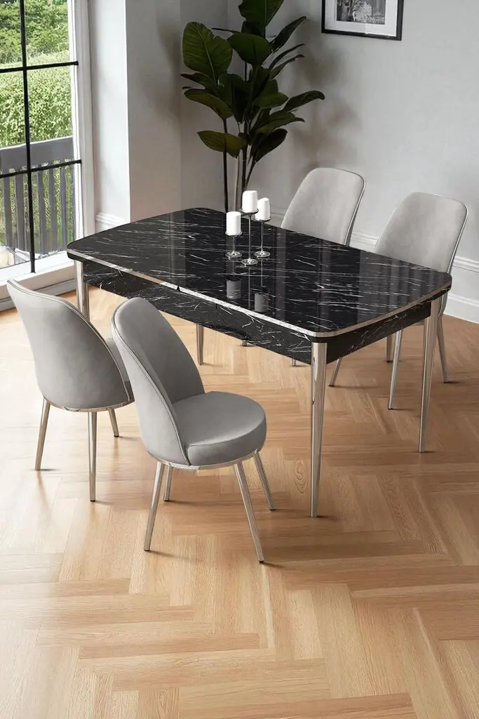Hanah Home Trpezarijski set, 5 komada, Sivi