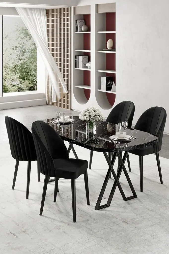 Hanah Home Trpezarijski set, 5 komada, Crni