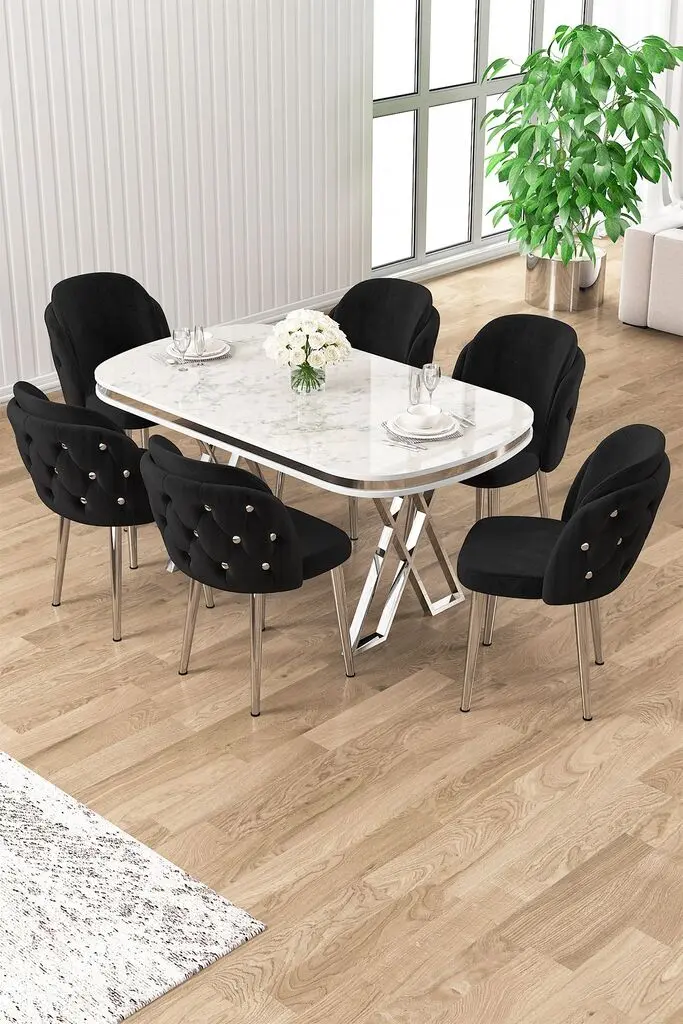 Hanah Home Trpezarijski set, 7 komada, Crni