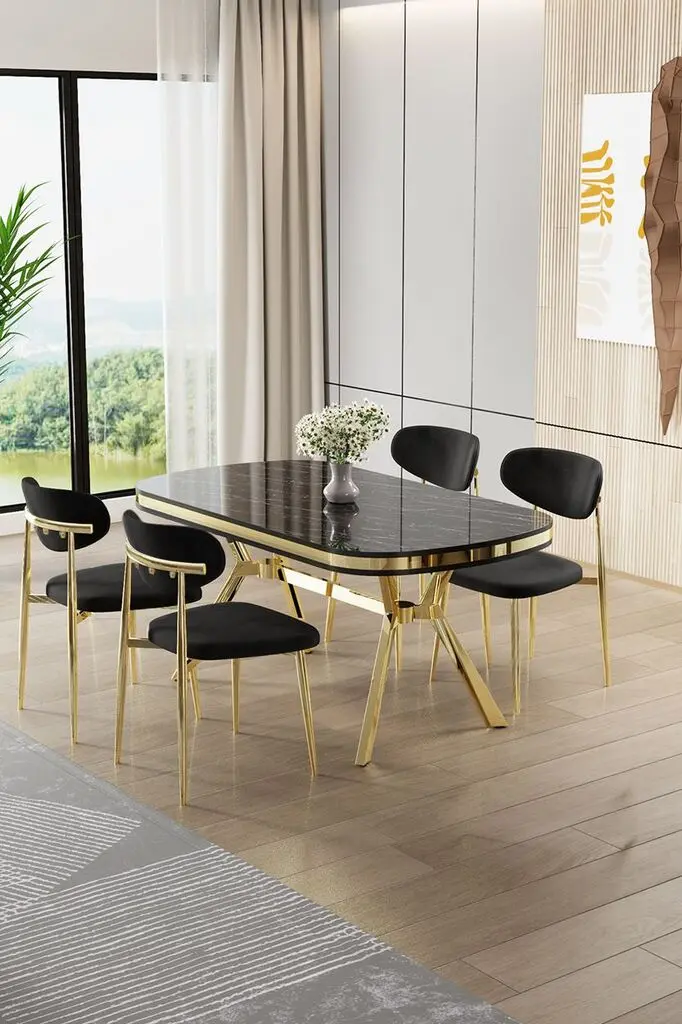 Hanah Home Trpezarijski set, 5 komada, Crni