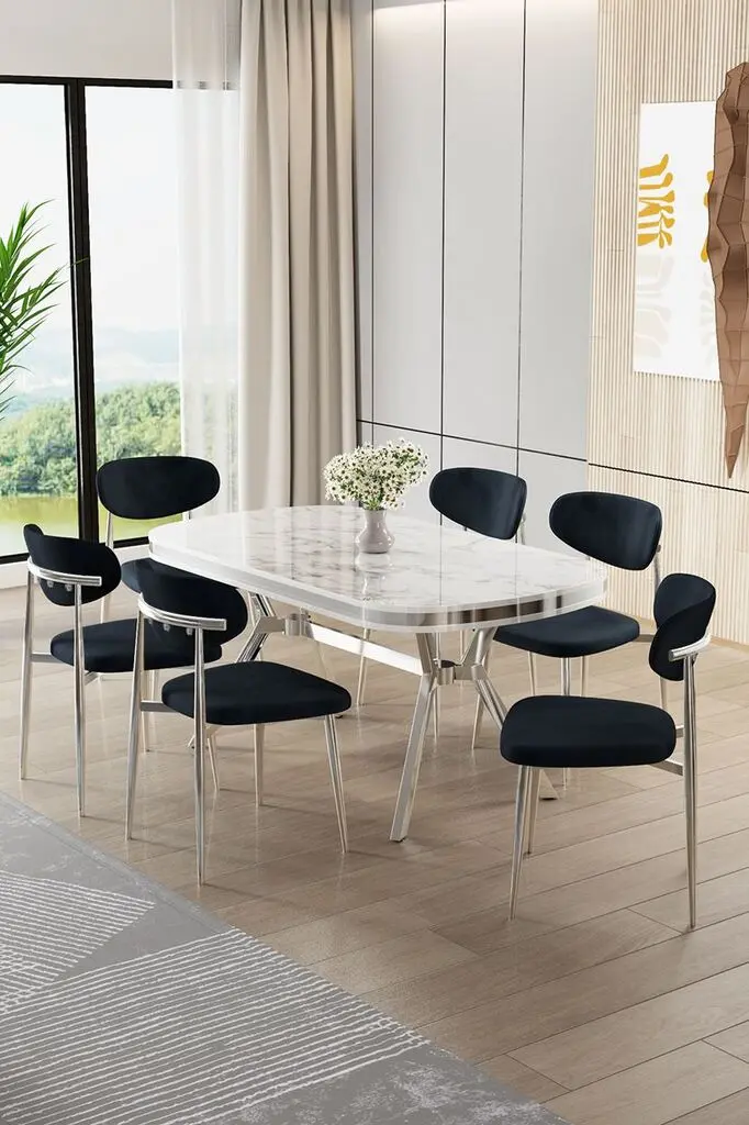 Hanah Home Trpezarijski set, 7 komada, Teget