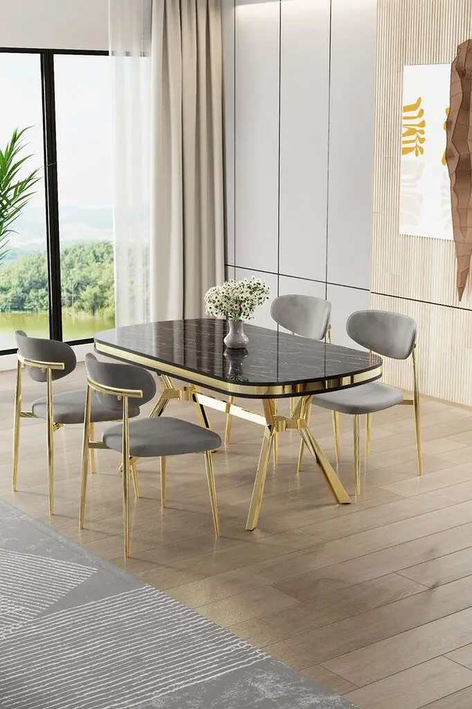 Hanah Home Trpezarijski set, 5 komada, Sivi