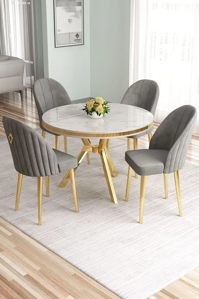 Hanah Home Trpezarijski set, 5 komada, Sivi