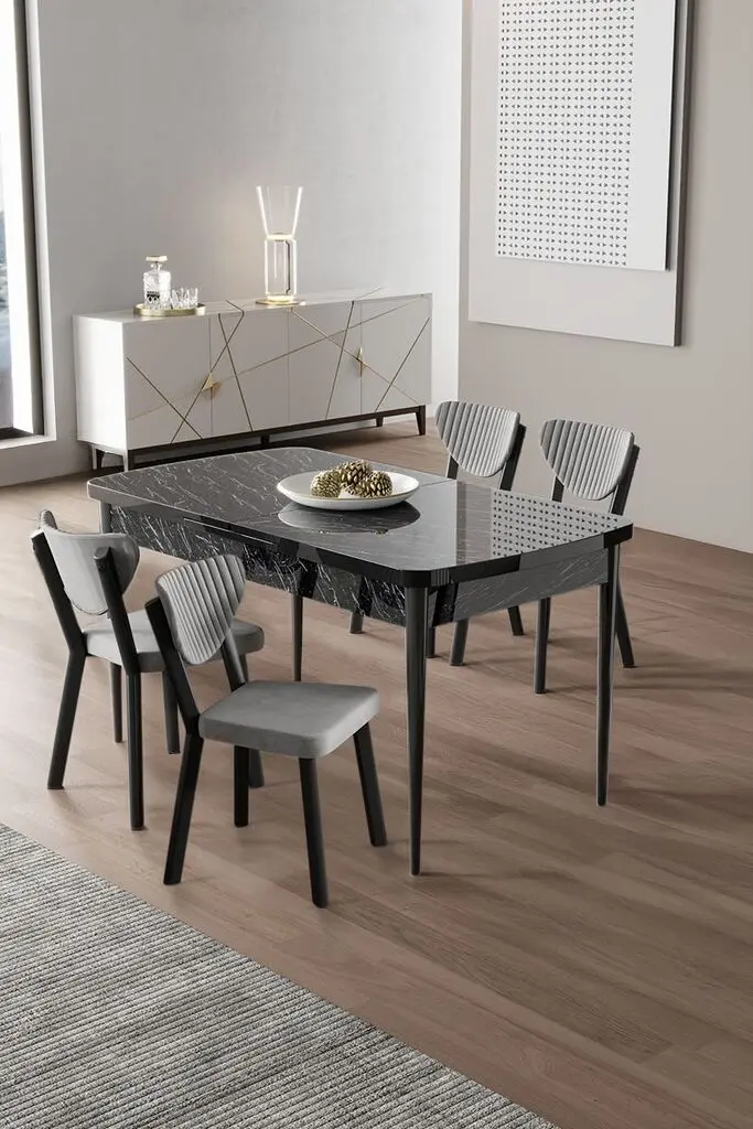 Hanah Home Trpezarijski set, 5 komada, Sivi