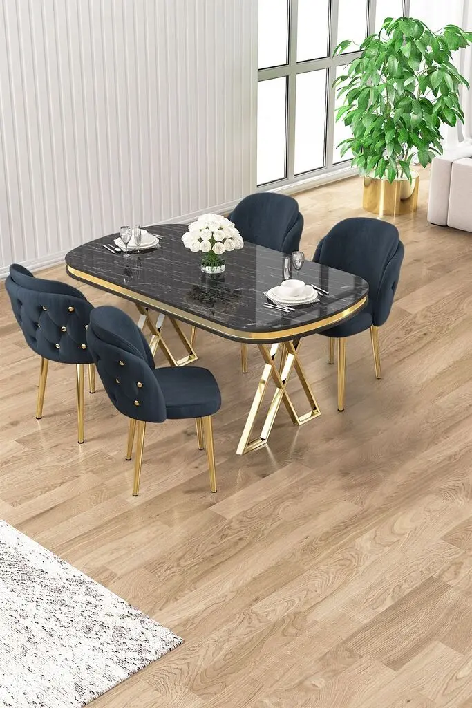 Hanah Home Trpezarijski set, 5 komada, Teget