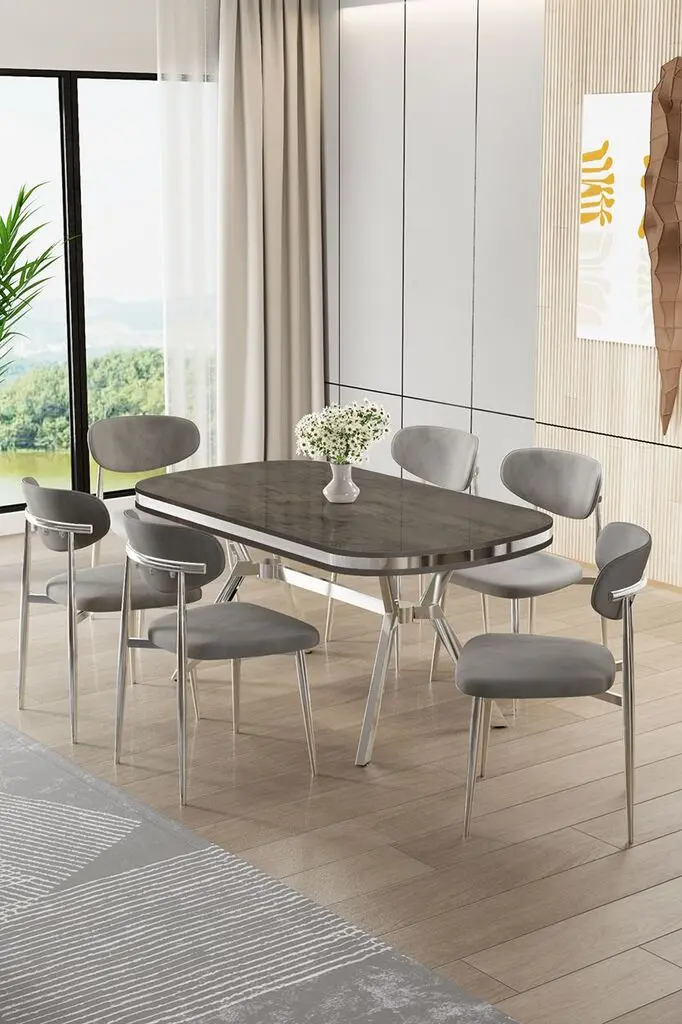 Hanah Home Trpezarijski set, 7 komada, Sivi