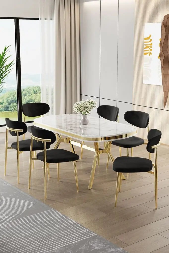 Hanah Home Trpezarijski set, 7 komada, Crni