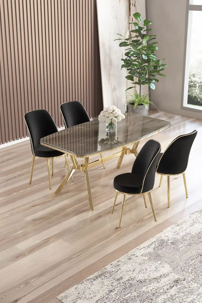 Hanah Home Trpezarijski set, 5 komada, Crni