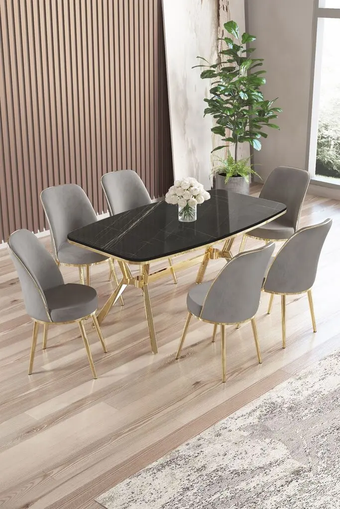 Hanah Home Trpezarijski set, 7 komada, Sivi