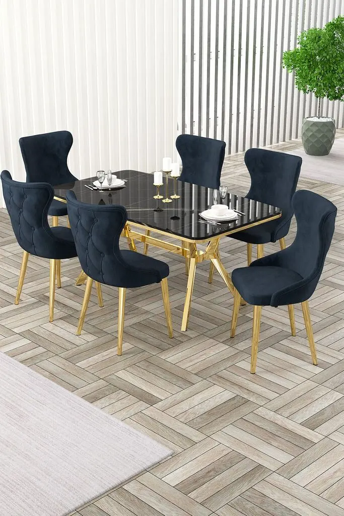 Hanah Home Trpezarijski set, 7 komada, Teget