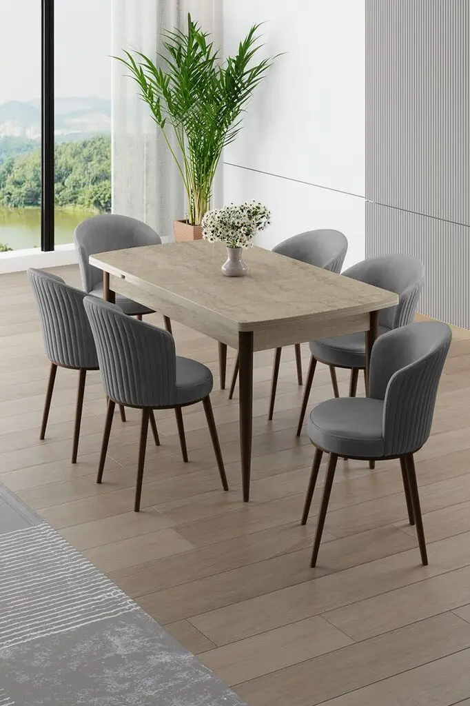 Hanah Home Trpezarijski set, 7 komada, Sivi