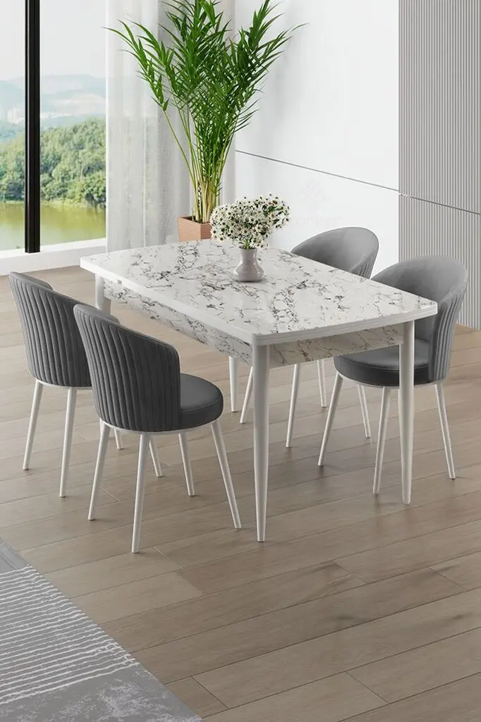 Hanah Home Trpezarijski set, 5 komada, Sivi