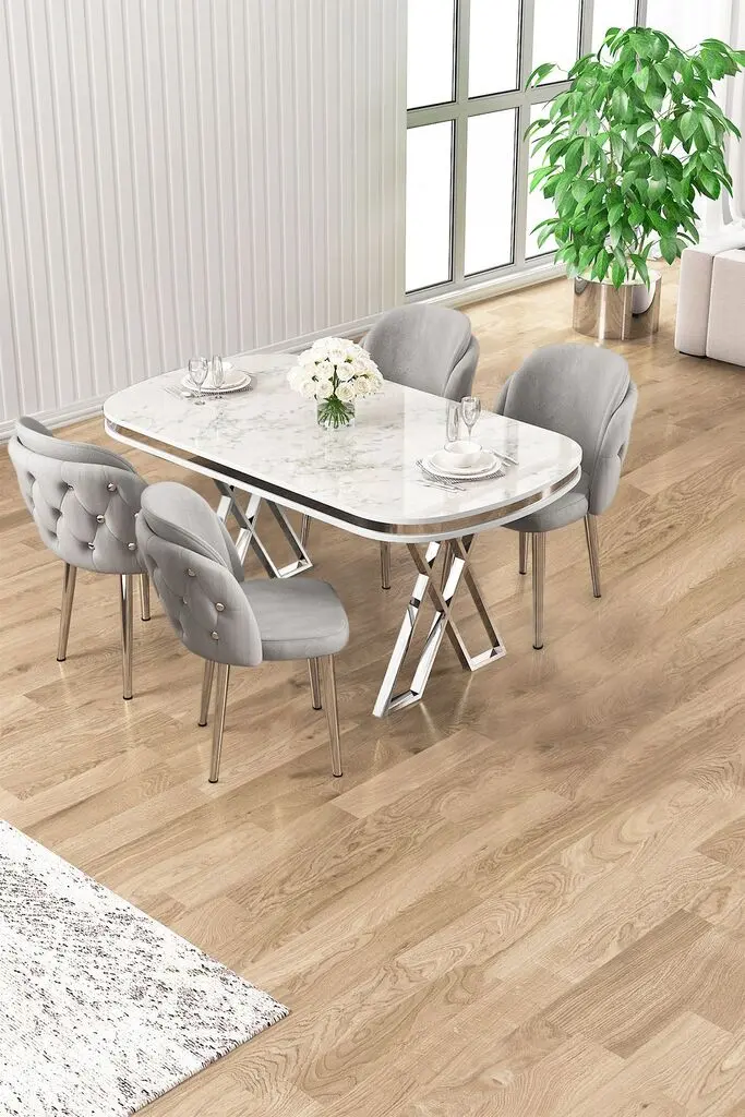 Hanah Home Trpezarijski set, 5 komada, Sivi