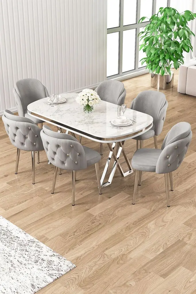 Hanah Home Trpezarijski set, 7 komada, Sivi