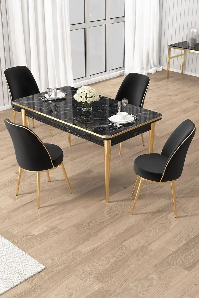 Hanah Home Trpezarijski set, 5 komada, Crni