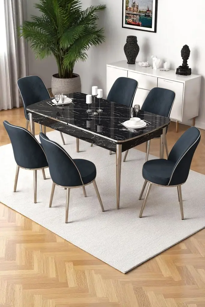 Hanah Home Trpezarijski set, 7 komada, Teget