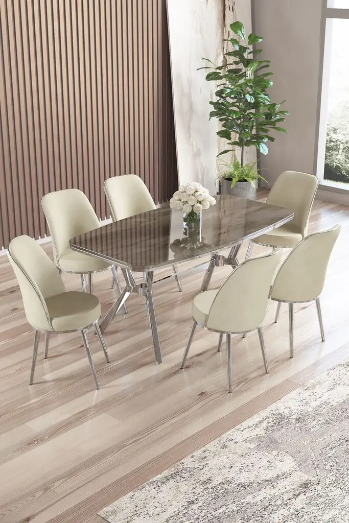 Hanah Home Trpezarijski set, 7 komada, Svetlozeleni