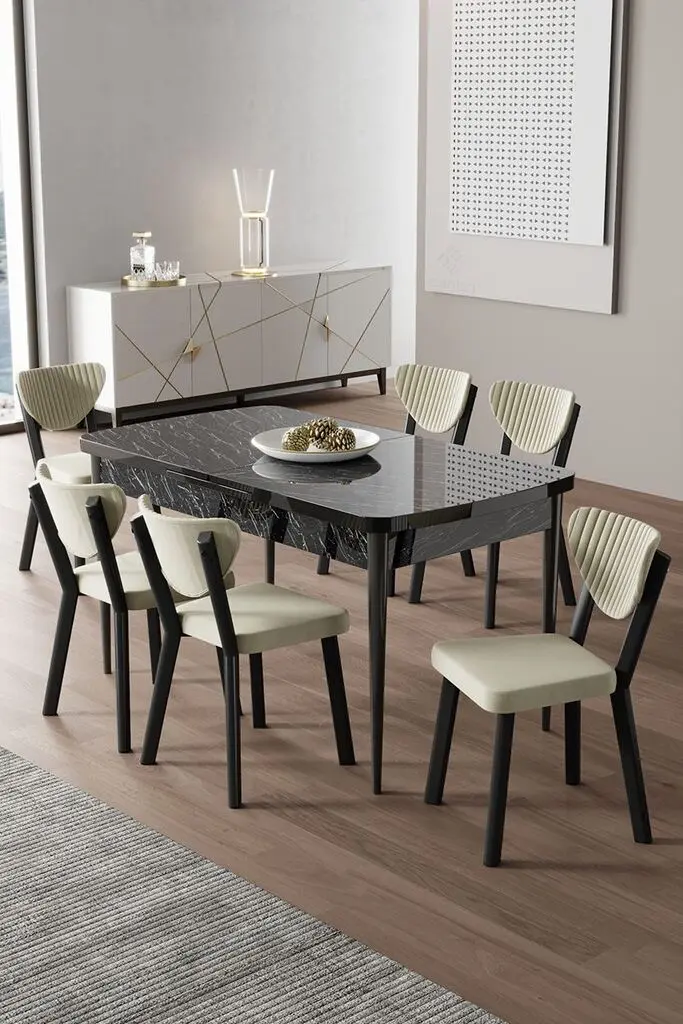 Hanah Home Trpezarijski set, 7 komada, Svetlozeleni