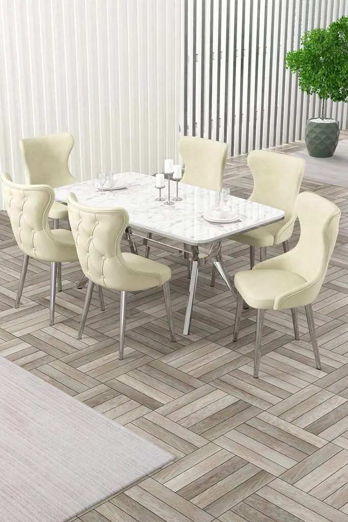 Hanah Home Trpezarijski set, 7 komada, Svetlozeleni