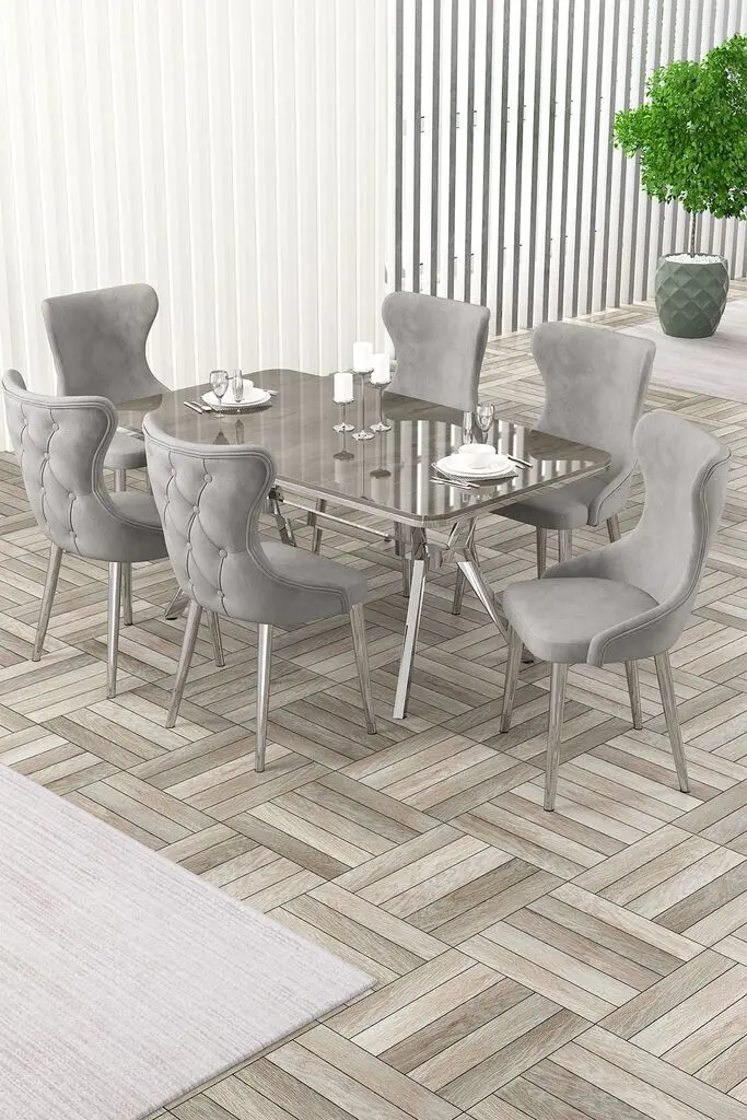 Hanah Home Trpezarijski set, 7 komada, Sivi