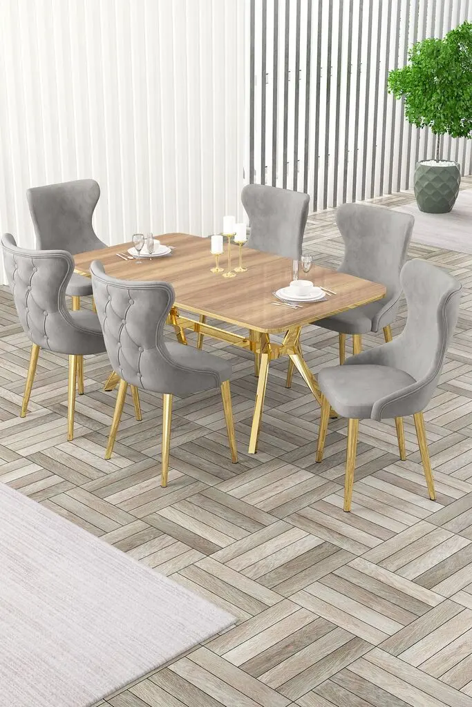 Hanah Home Trpezarijski set, 7 komada, Sivi