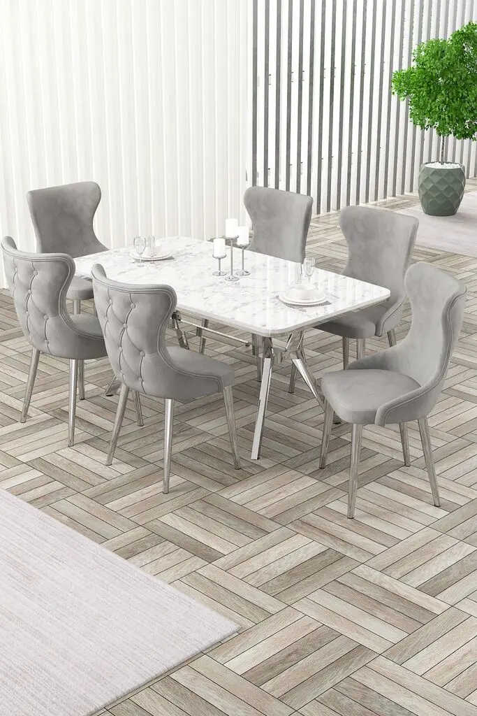 Hanah Home Trpezarijski set, 7 komada, Sivi