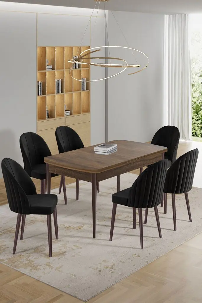 Hanah Home Trpezarijski set, 7 komada, Crni