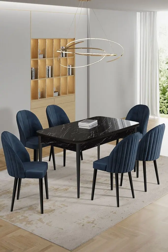 Hanah Home Trpezarijski set, 7 komada, Teget