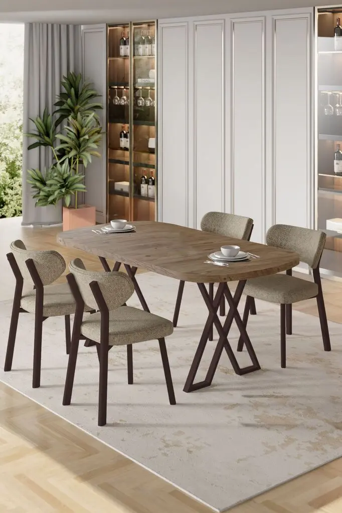 Hanah Home Trpezarijski set, 5 komada, Bež