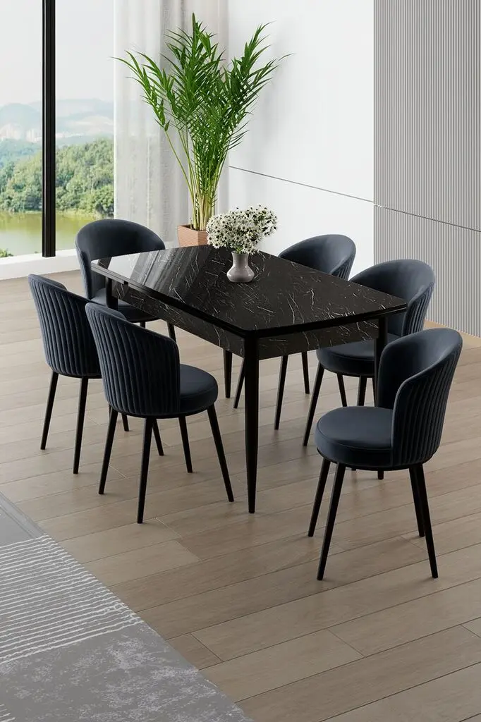 Hanah Home Trpezarijski set, 7 komada, Teget