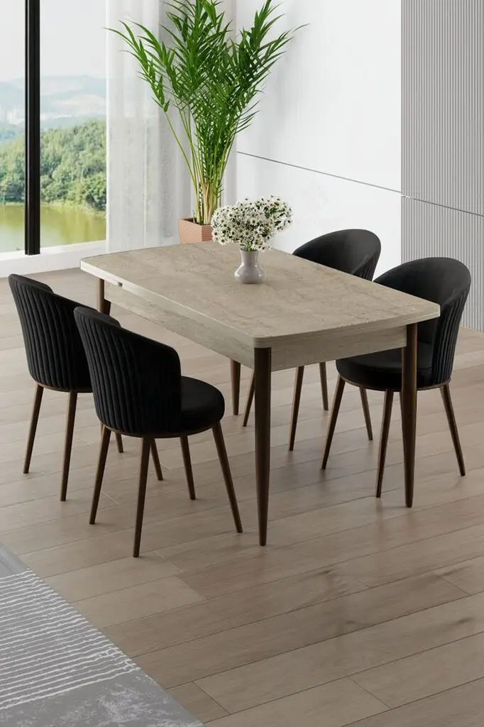 Hanah Home Trpezarijski set, 5 komada, Crni