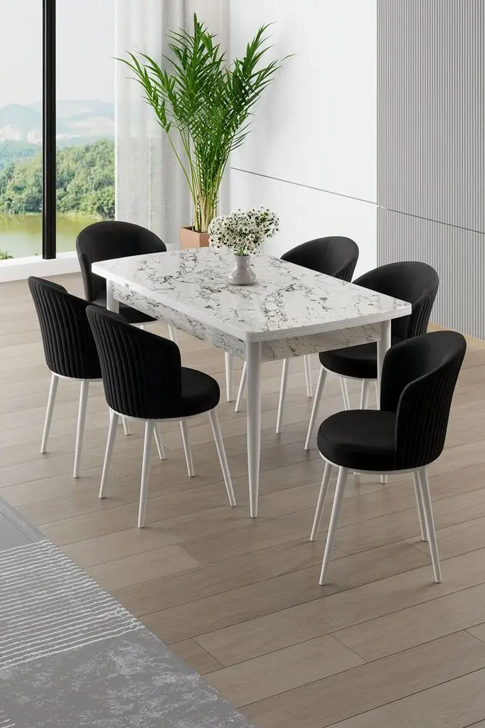 Hanah Home Trpezarijski set, 7 komada, Crni