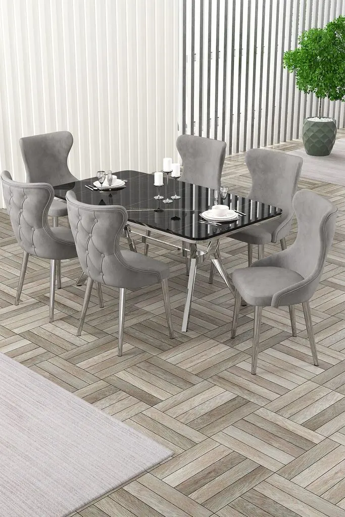 Hanah Home Trpezarijski set, 7 komada, Sivi