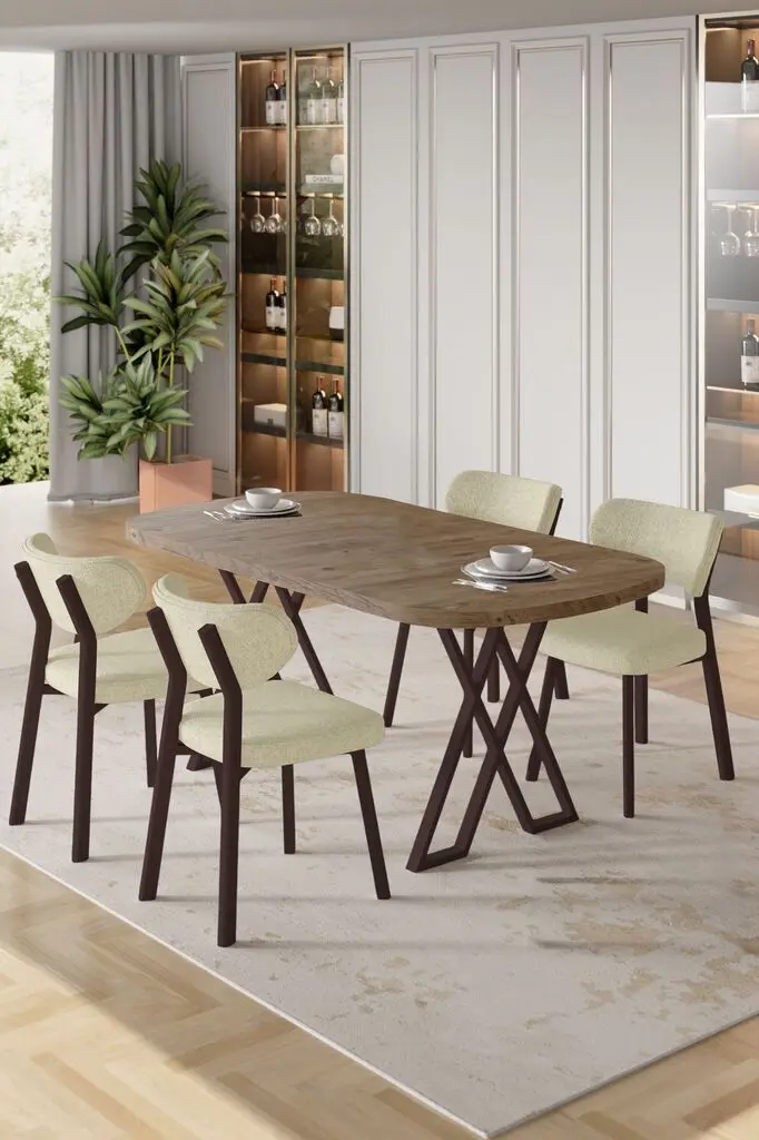Hanah Home Trpezarijski set, 5 komada, Svetlozeleni