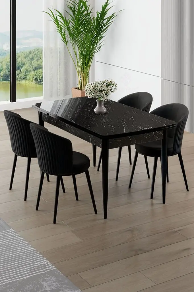 Hanah Home Trpezarijski set, 5 komada, Crni
