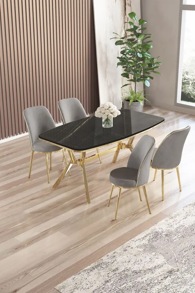 Hanah Home Trpezarijski set, 5 komada, Sivi