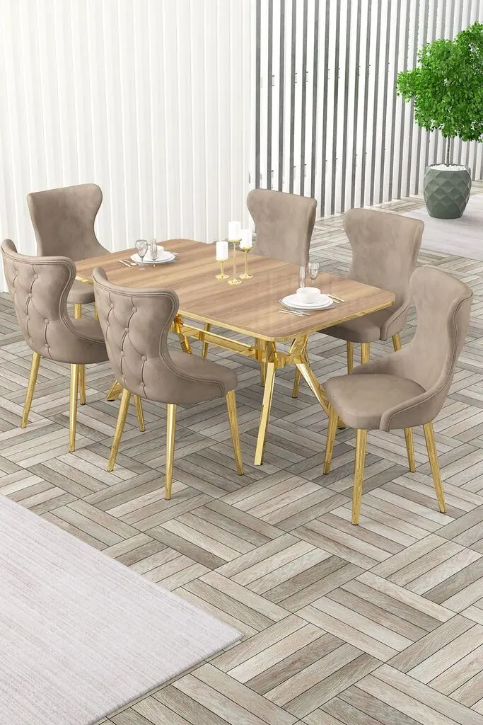 Hanah Home Trpezarijski set, 7 komada, Bež