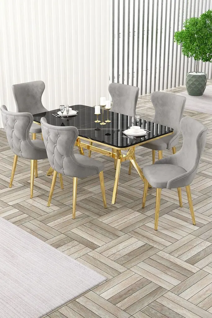 Hanah Home Trpezarijski set, 7 komada, Sivi