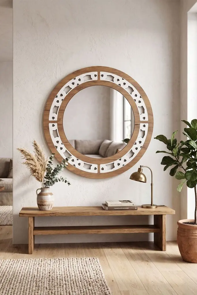 Hanah Home Dekorativno drveno ogledalo