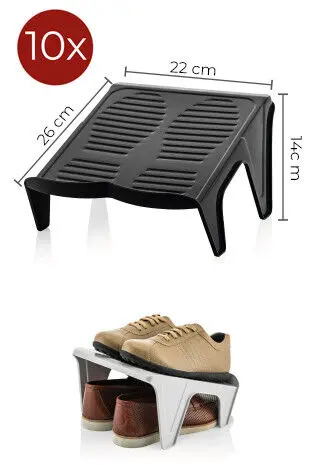 Aberto Design Set rampi za obuću 08007-10, 24.4x22x14.2cm, 10 komada, Crni