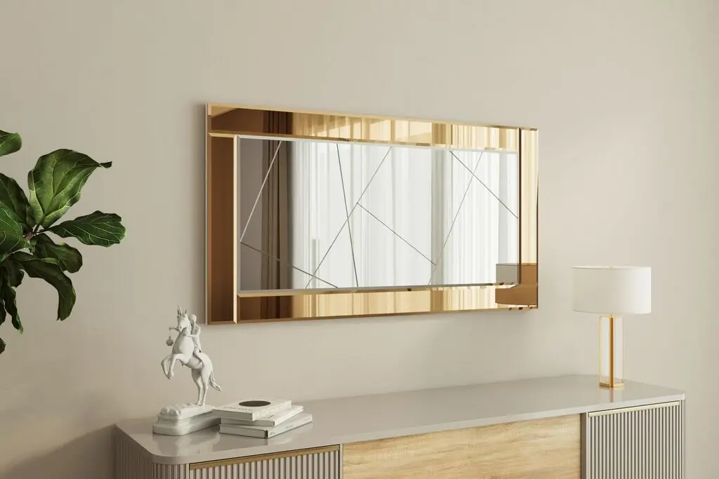 Hanah Home Ogledalo Bronzano-Belo