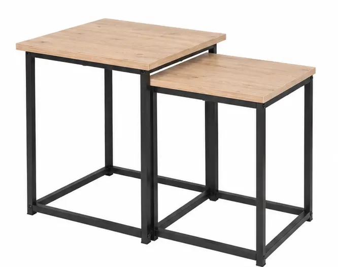 Set klub stolova Duo Square, 40x40x50 cm, 35x35x45 cm, 2 komada, Hrast