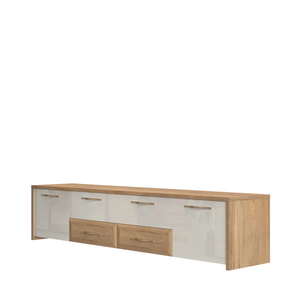JELA TV STO TV220-2K4F/GL - kolekcija Gala - Pacifik orah/Bež Lak - 219x48x46 cm