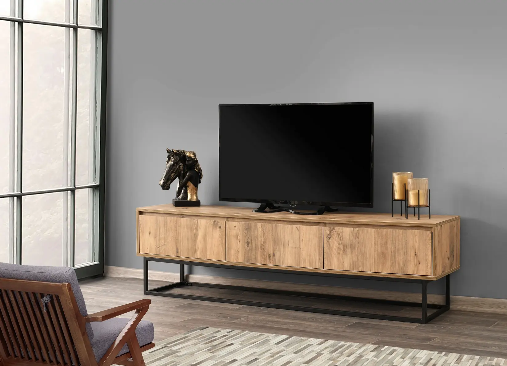 Hanah home TV Komoda Tilsim 180 Crno-Hrast
