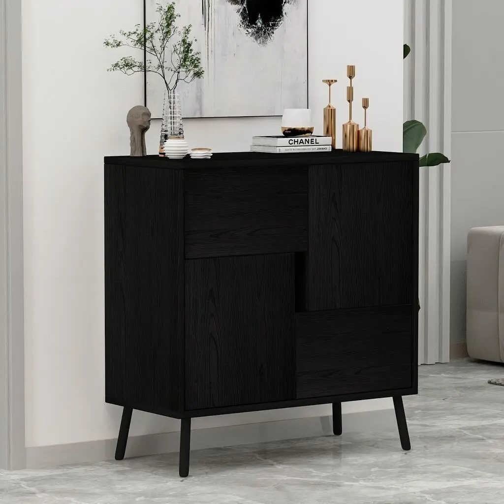 Hanah Home Multifunkcionalna komoda, Crna