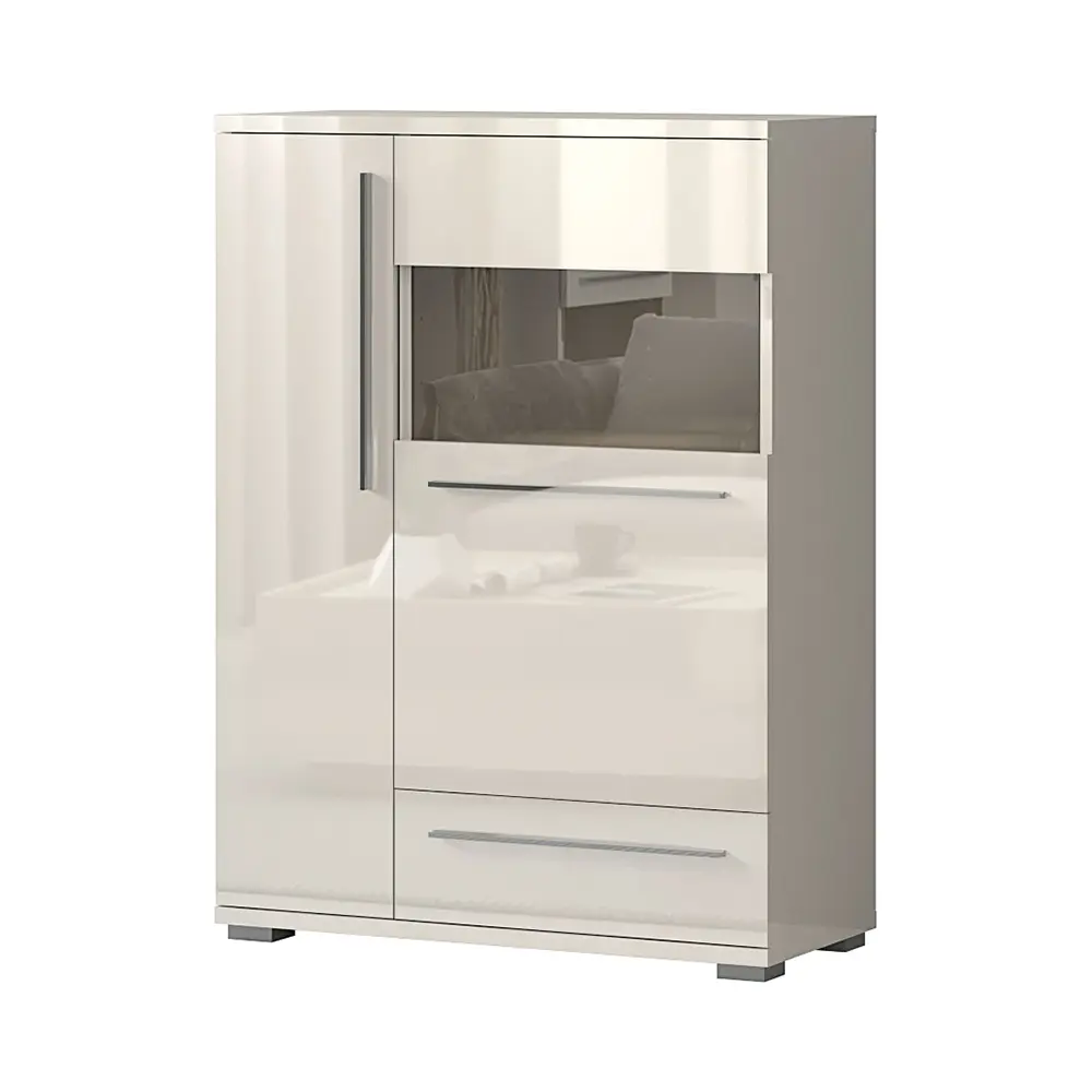 JELA VITRINA V90-2KS1F/PN - kolekcija Piano - Bež lak/Bež Lak - 90x123x40 cm