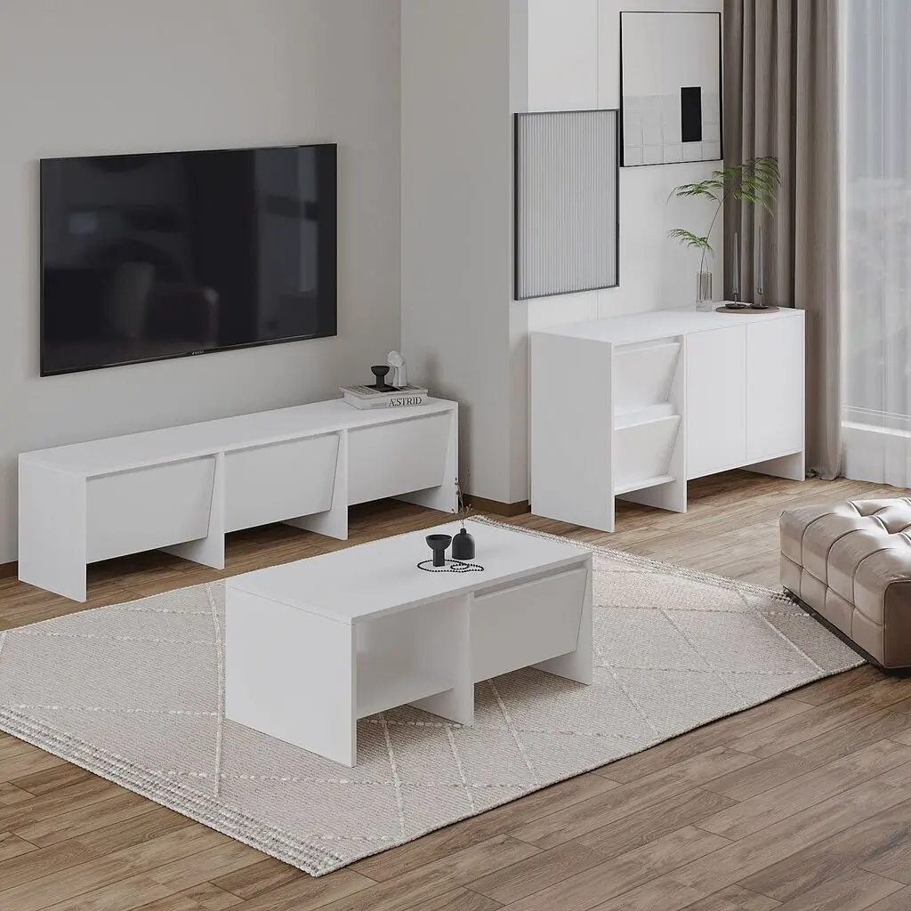 Hanah Home Komplet nameštaja za dnevnu sobu, Beli
